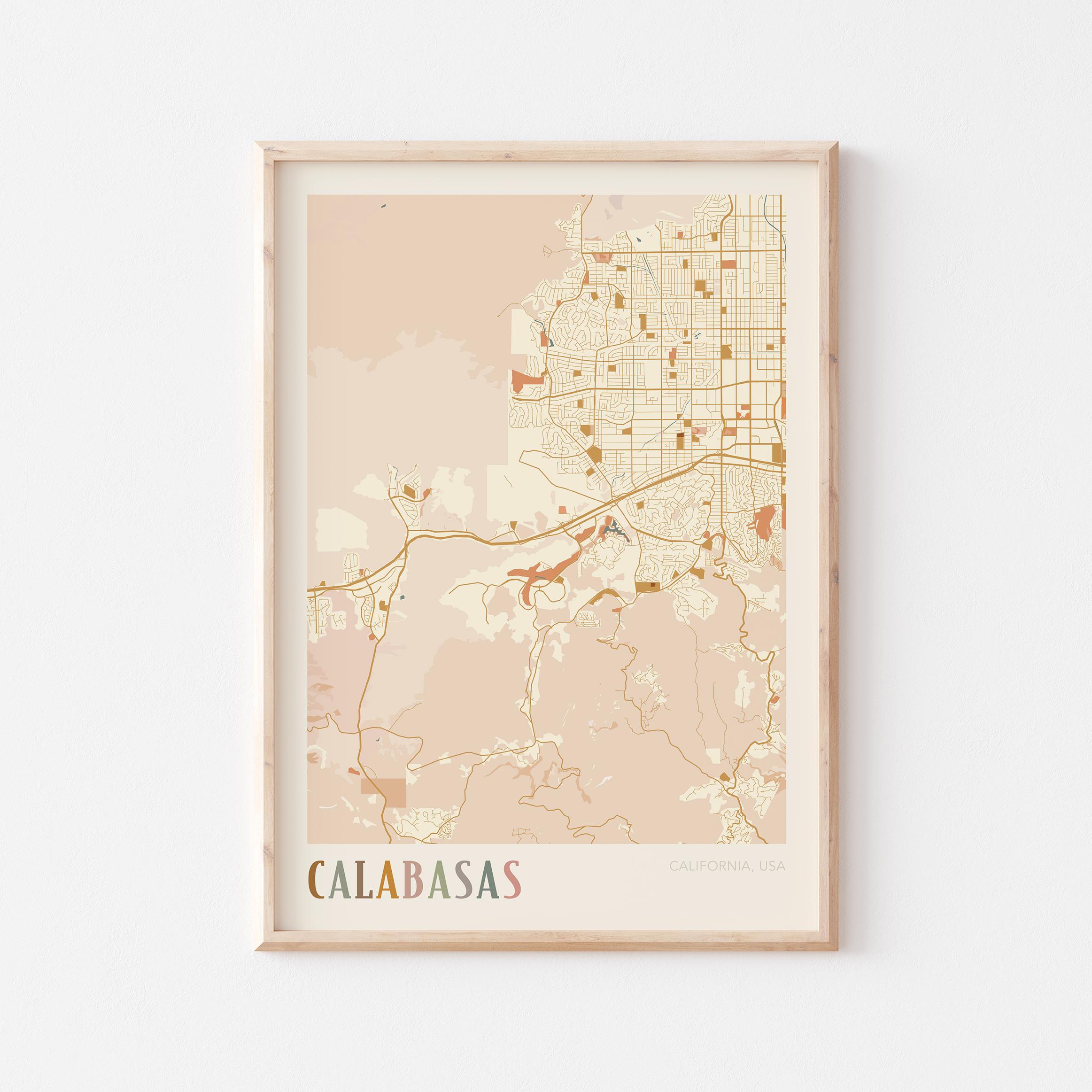 Calabasas Map Poster, Calabasas Print, Calabasas Poster, Calabasas Wall ...