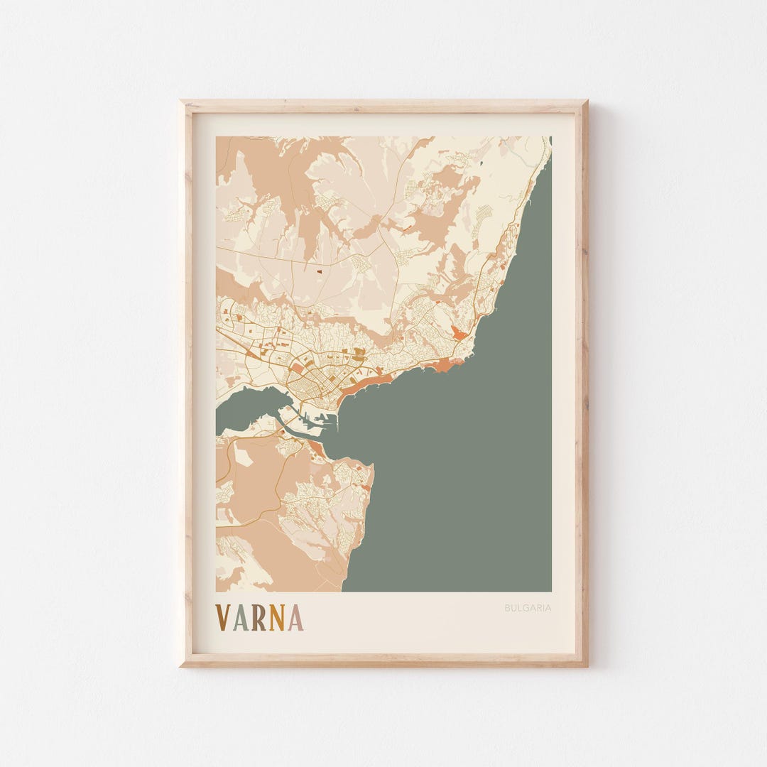 Varna Map Poster, Varna Print, Varna Poster, Varna Wall Art, Bulgaria ...