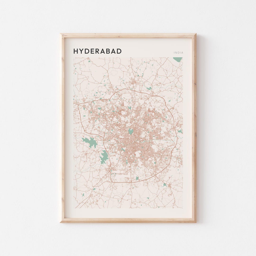 Hyderabad Map Poster, Hyderabad Print, Hyderabad Poster, Hyderabad Wall ...