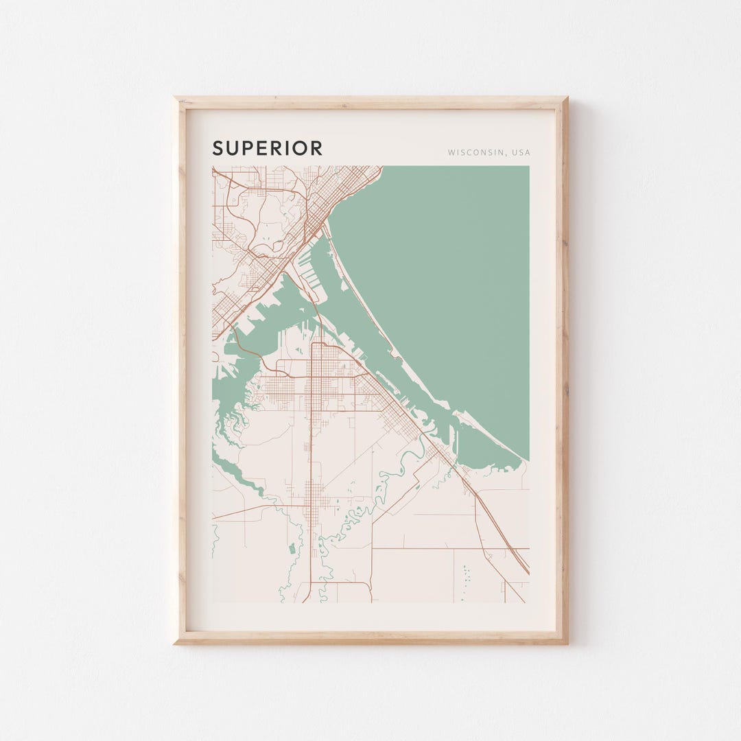 Superior Map Poster, Superior Print, Superior Poster, Superior Wall Art ...