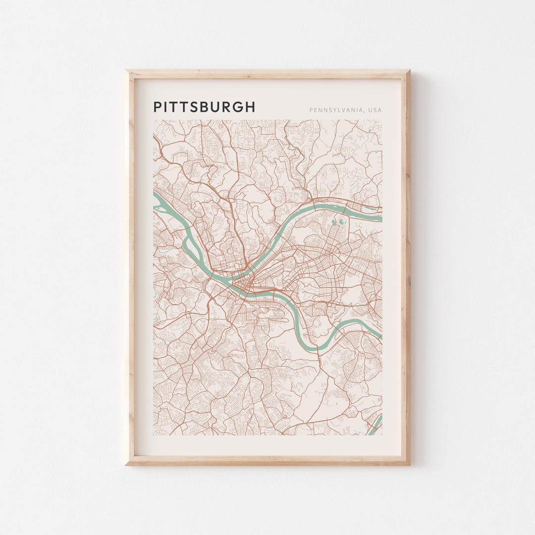 Pittsburgh Map Poster, Pittsburgh Print, Pittsburgh Poster, Pittsburgh ...
