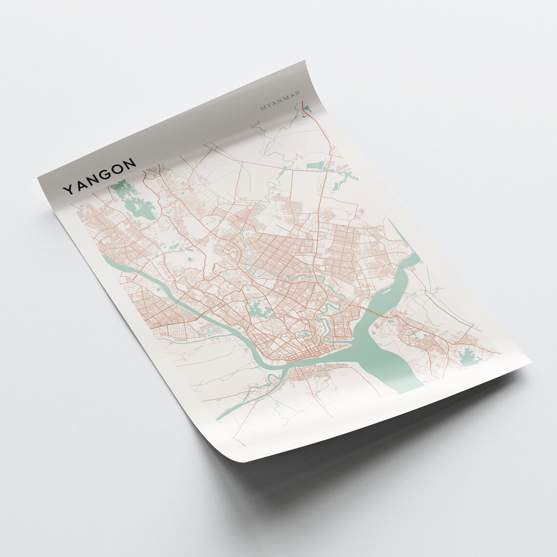 Yangon Map Poster, Yangon Print, Yangon Poster, Yangon Wall Art ...