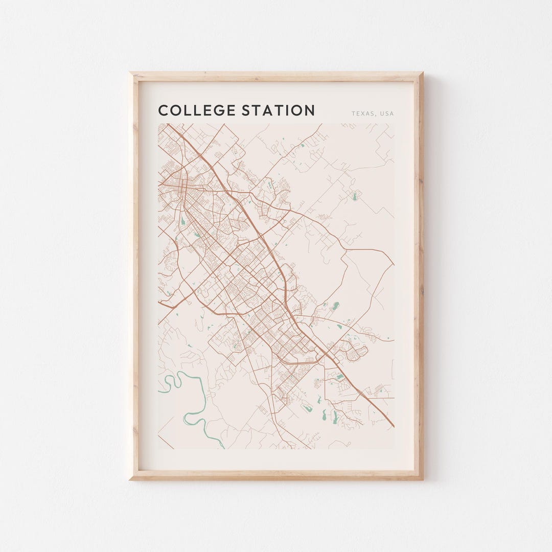 College Station Map Poster, College Station Print, College Station ...