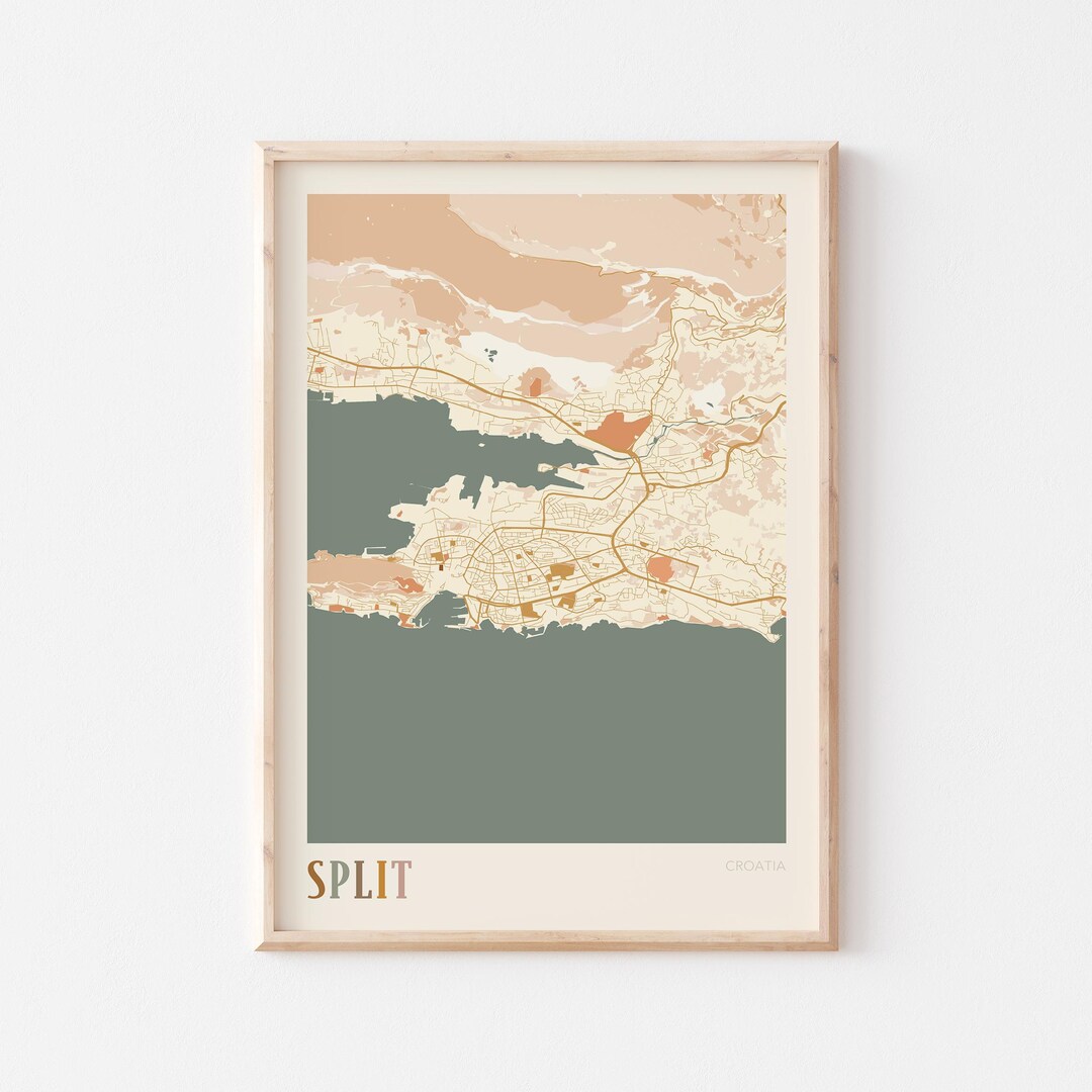 Split Map Poster, Split Print, Split Poster, Split Wall Art, Croatia ...