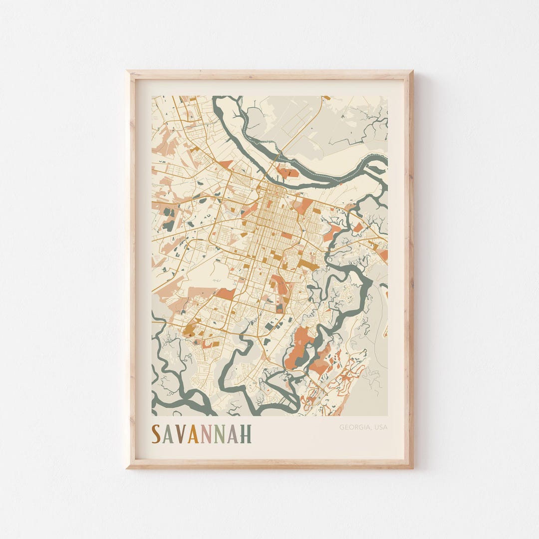 Savannah Map Poster, Savannah Print, Savannah Poster, Savannah Wall Art ...