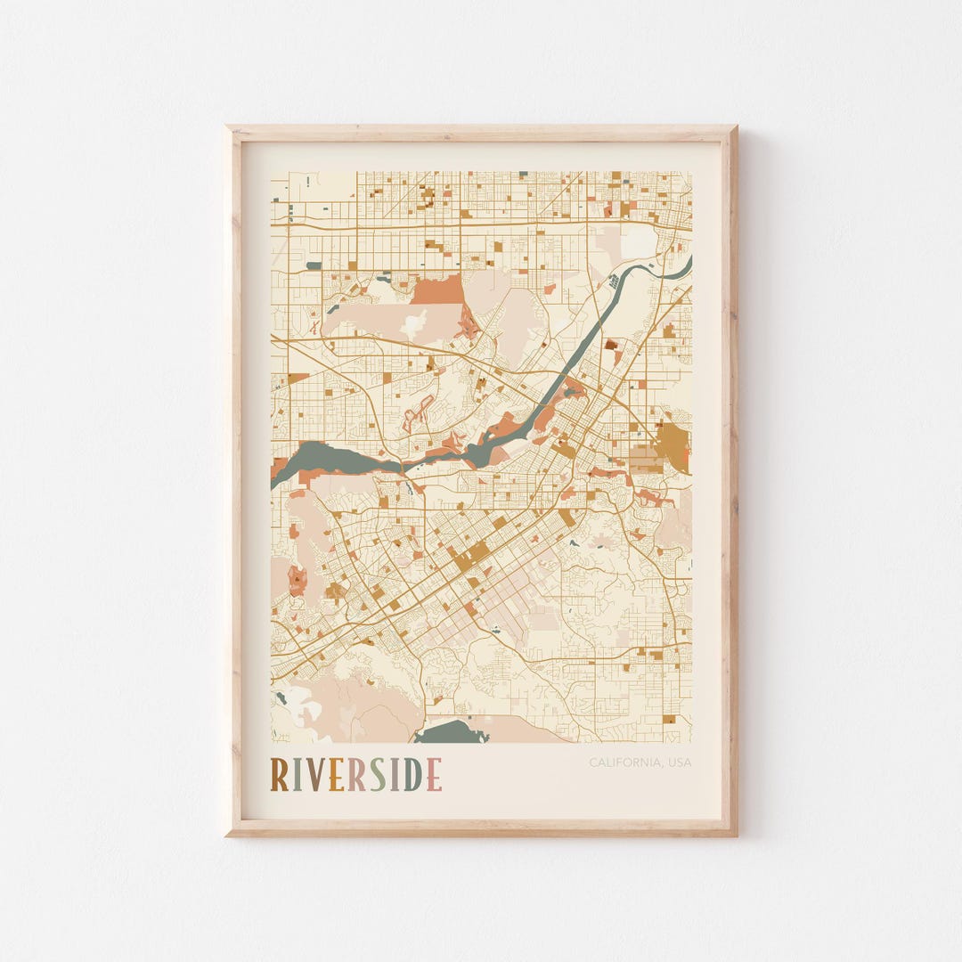 Riverside Map Poster, Riverside Print, Riverside Poster, Riverside Wall ...