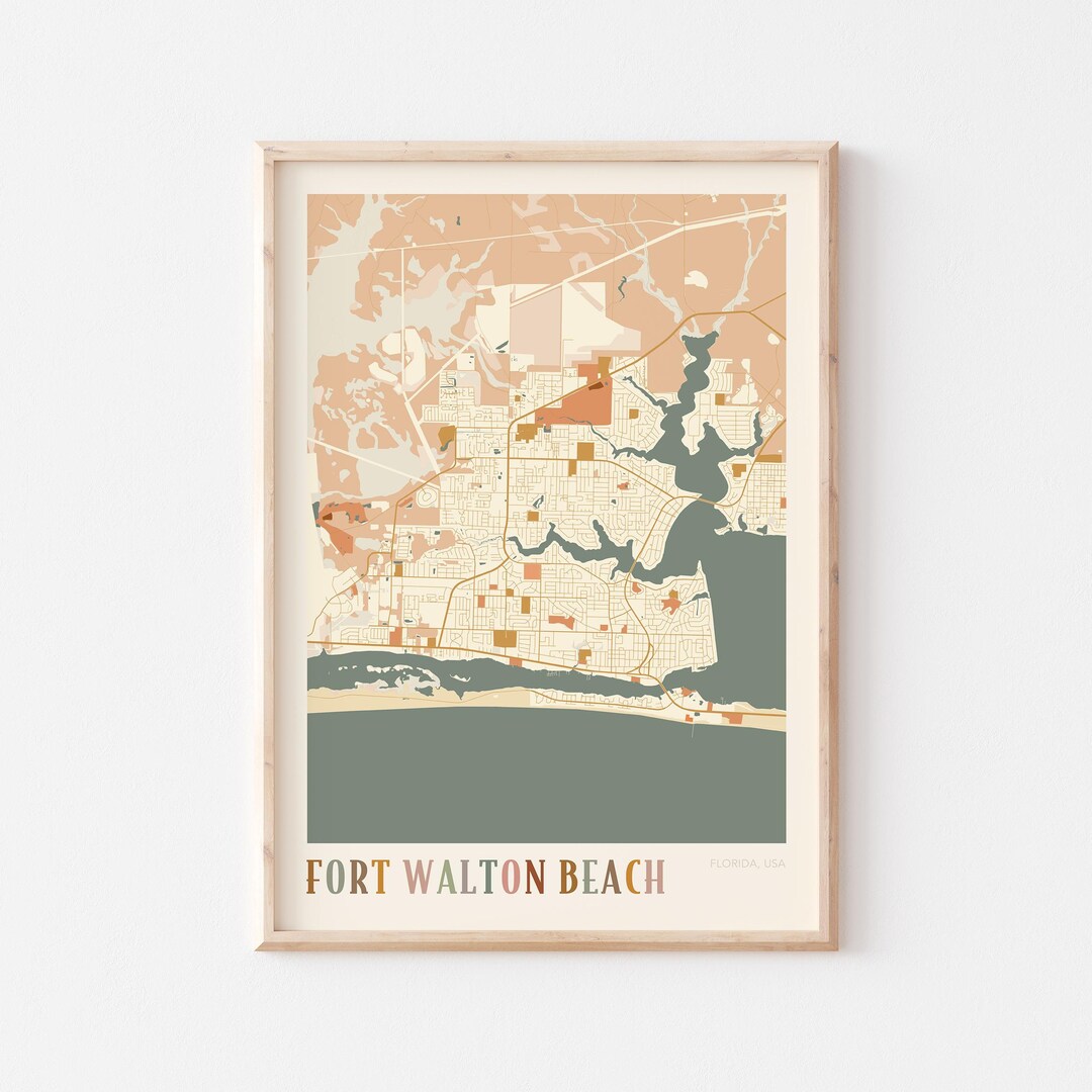Fort Walton Beach Map Poster, Fort Walton Beach Print, Fort Walton ...