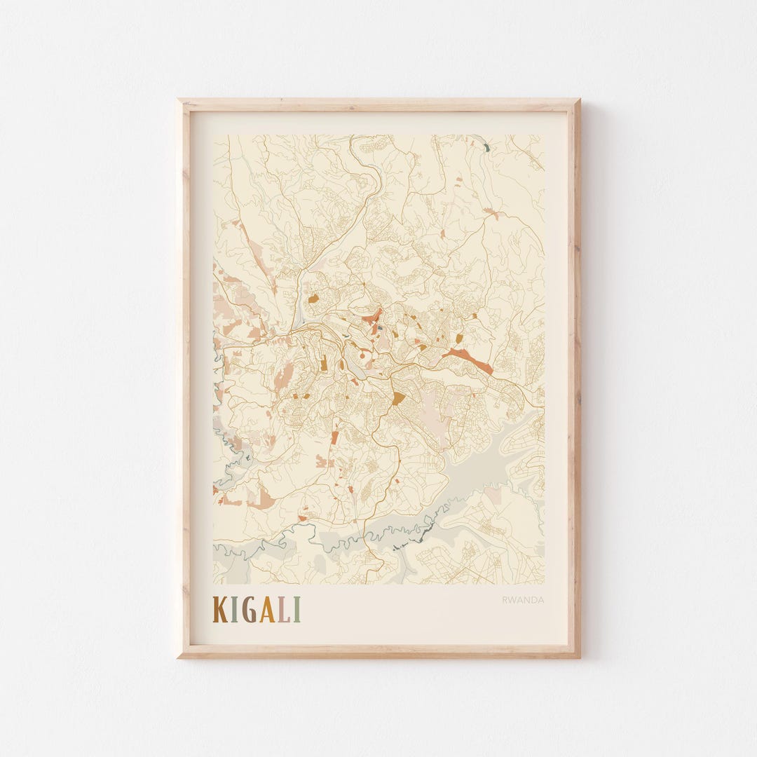 Kigali Map Poster, Kigali Print, Kigali Poster, Kigali Wall Art, Rwanda ...