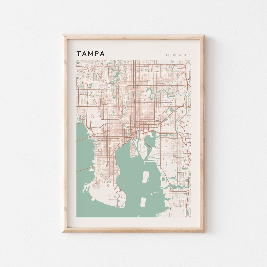 Tampa Map Poster, Tampa Print, Tampa Poster, Tampa Wall Art, Tampa City ...