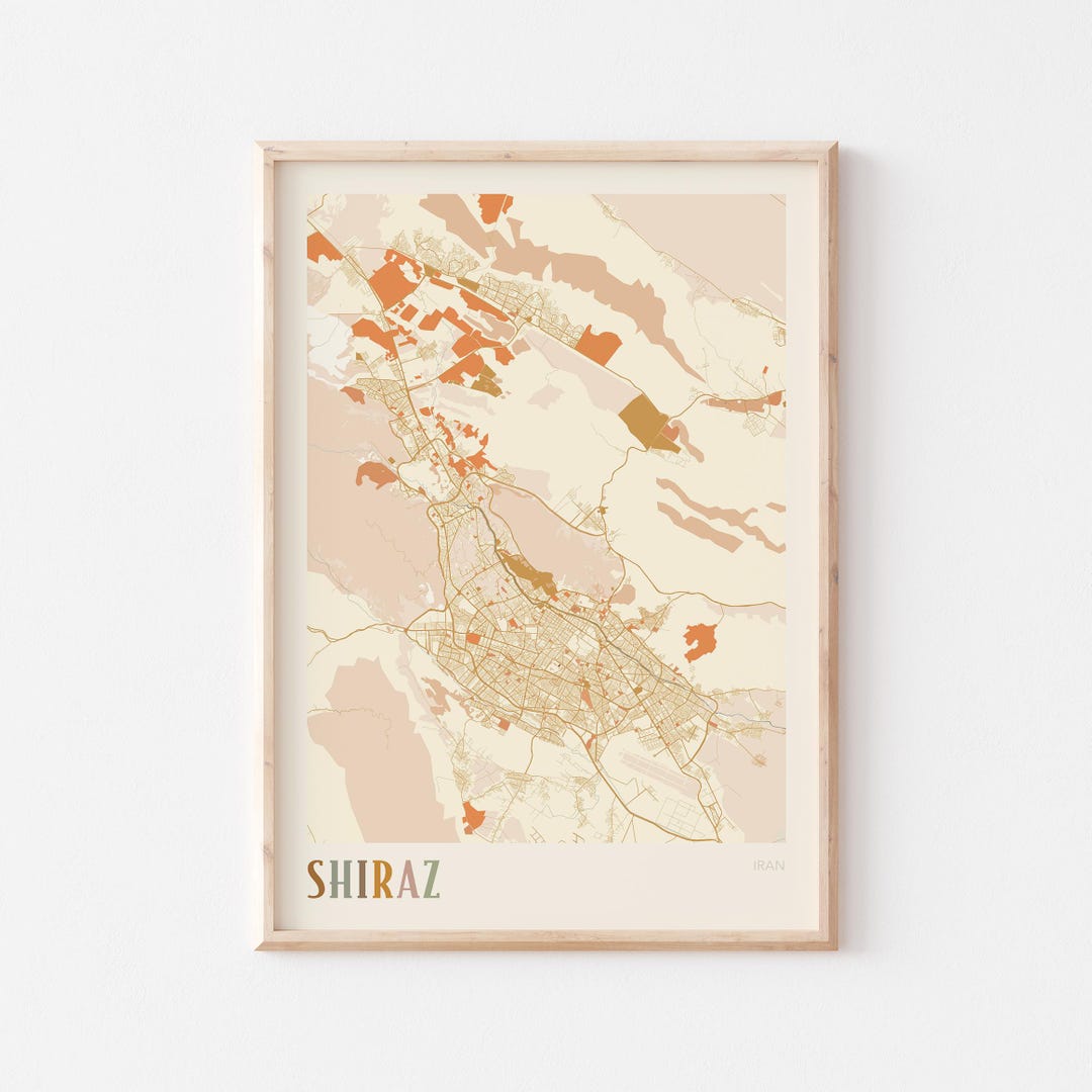 Shiraz Map Poster, Shiraz Print, Shiraz Poster, Shiraz Wall Art, Iran ...