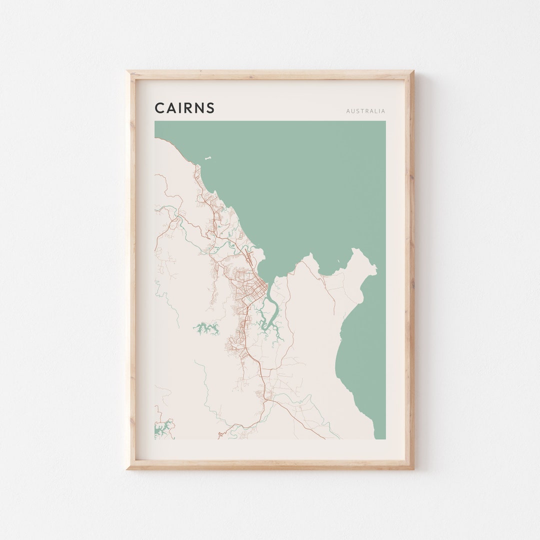 Cairns Map Poster, Cairns Wall Art, Cairns City Map, Cairns Map, Cairns ...