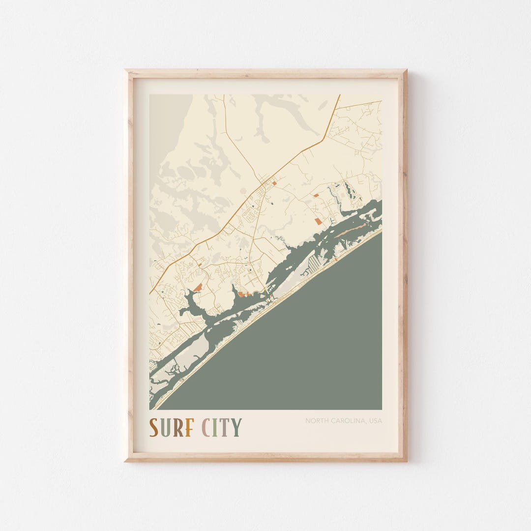 Surf City Map Poster, Surf City Print, Surf City Poster, Surf City Wall ...