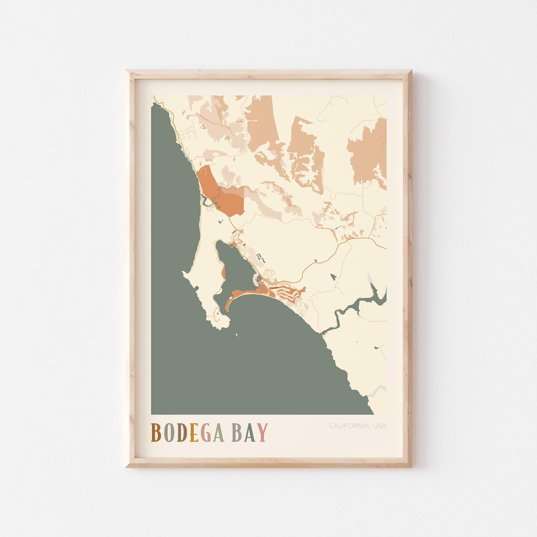 Bodega Bay Map Poster, Bodega Bay Print, Bodega Bay Poster, Bodega Bay ...