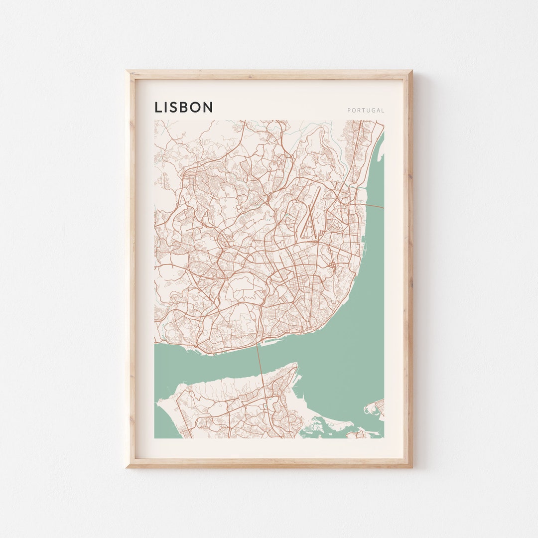 Lisbon Map Poster, Lisbon Wall Art, Lisbon City Map, Map of Lisbon ...