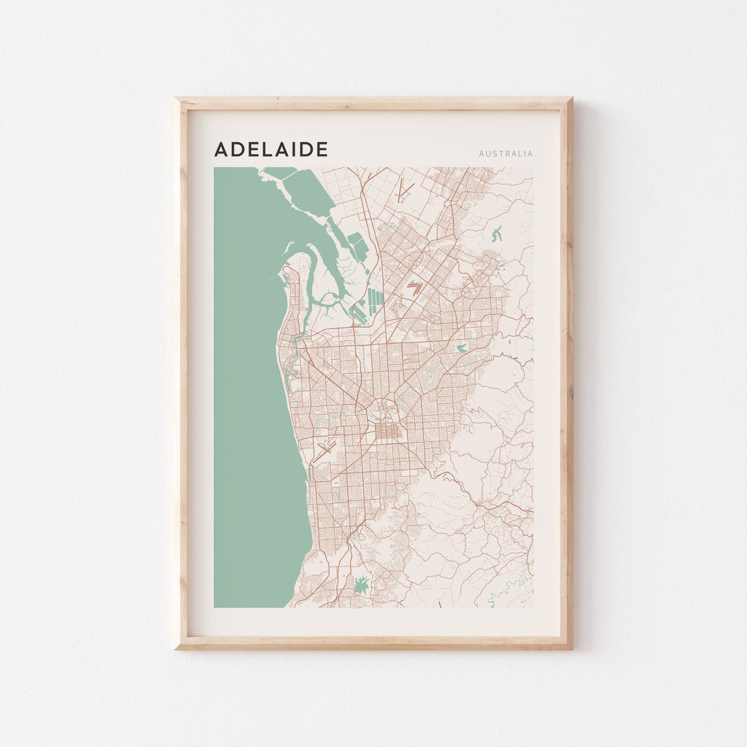 Adelaide Map Poster, Adelaide Wall Art, Adelaide City Map, Adelaide Map ...
