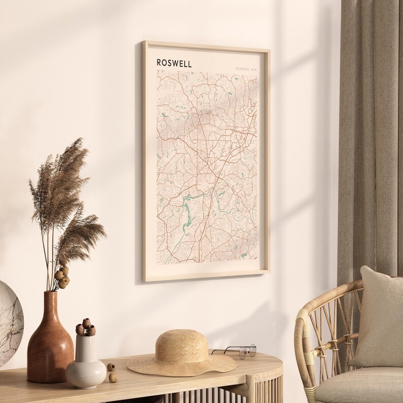 Roswell Map Poster, Roswell Print, Roswell Poster, Roswell Wall Art ...