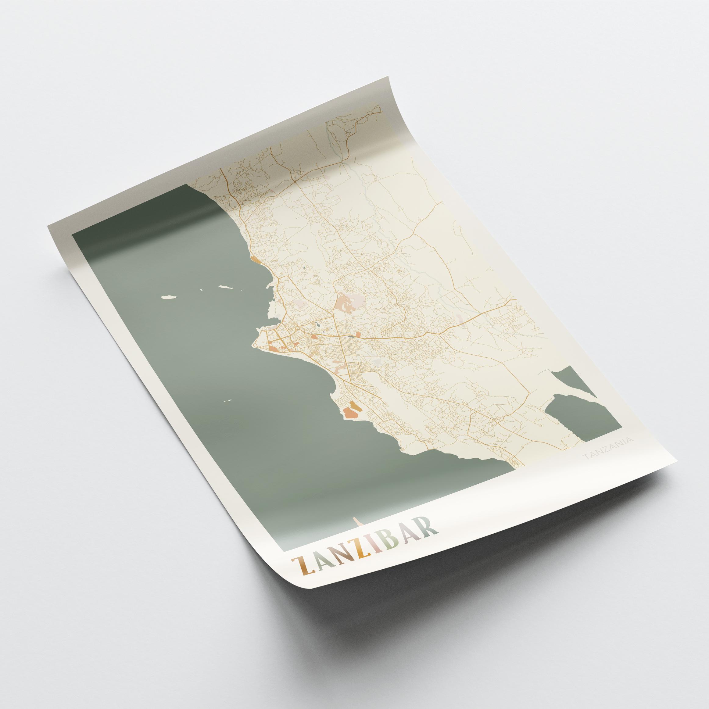 Zanzibar Map Poster, Zanzibar Print, Zanzibar Poster, Zanzibar Wall Art ...