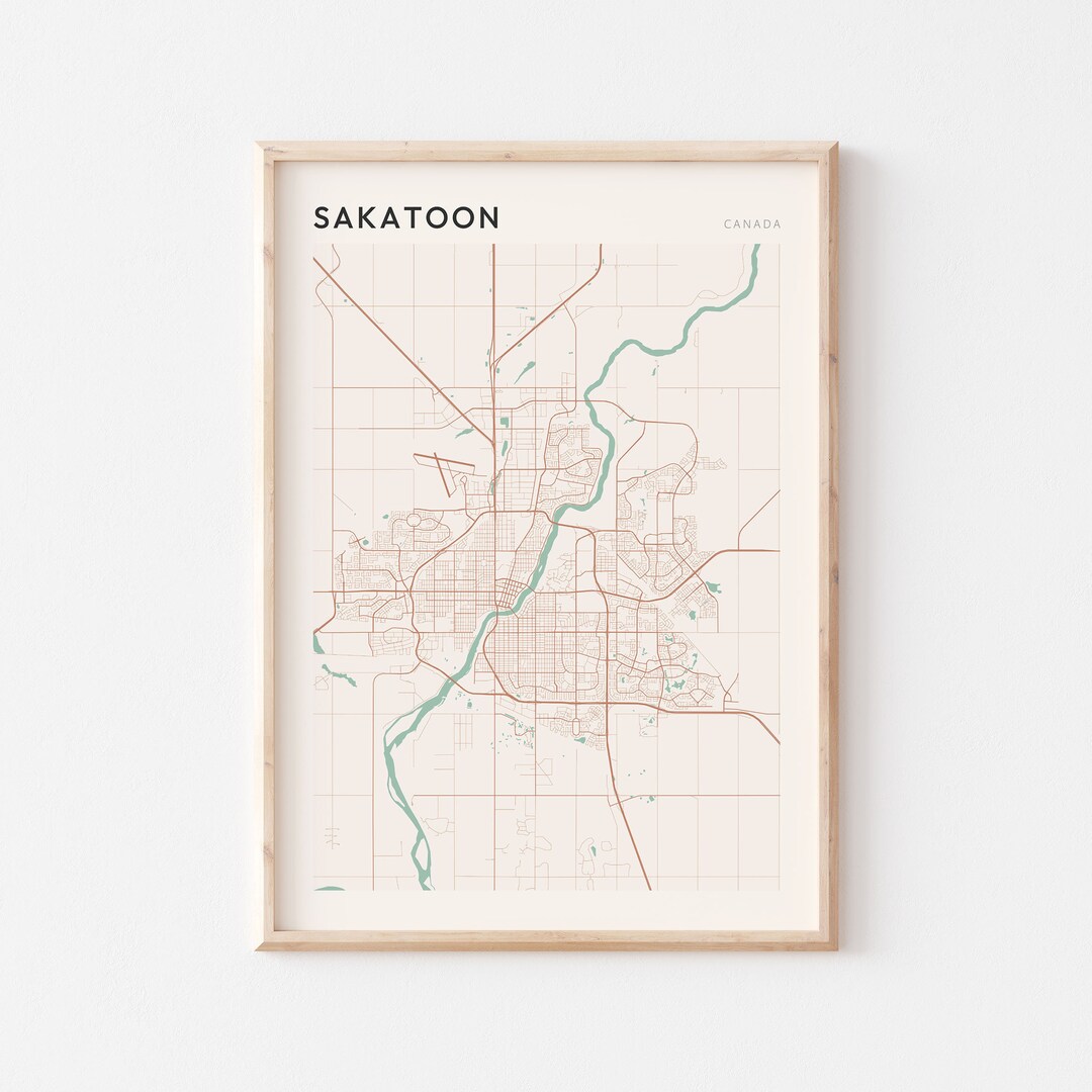 Saskatoon Map Poster, Saskatoon Wall Art, Saskatoon City Map, Saskatoon ...