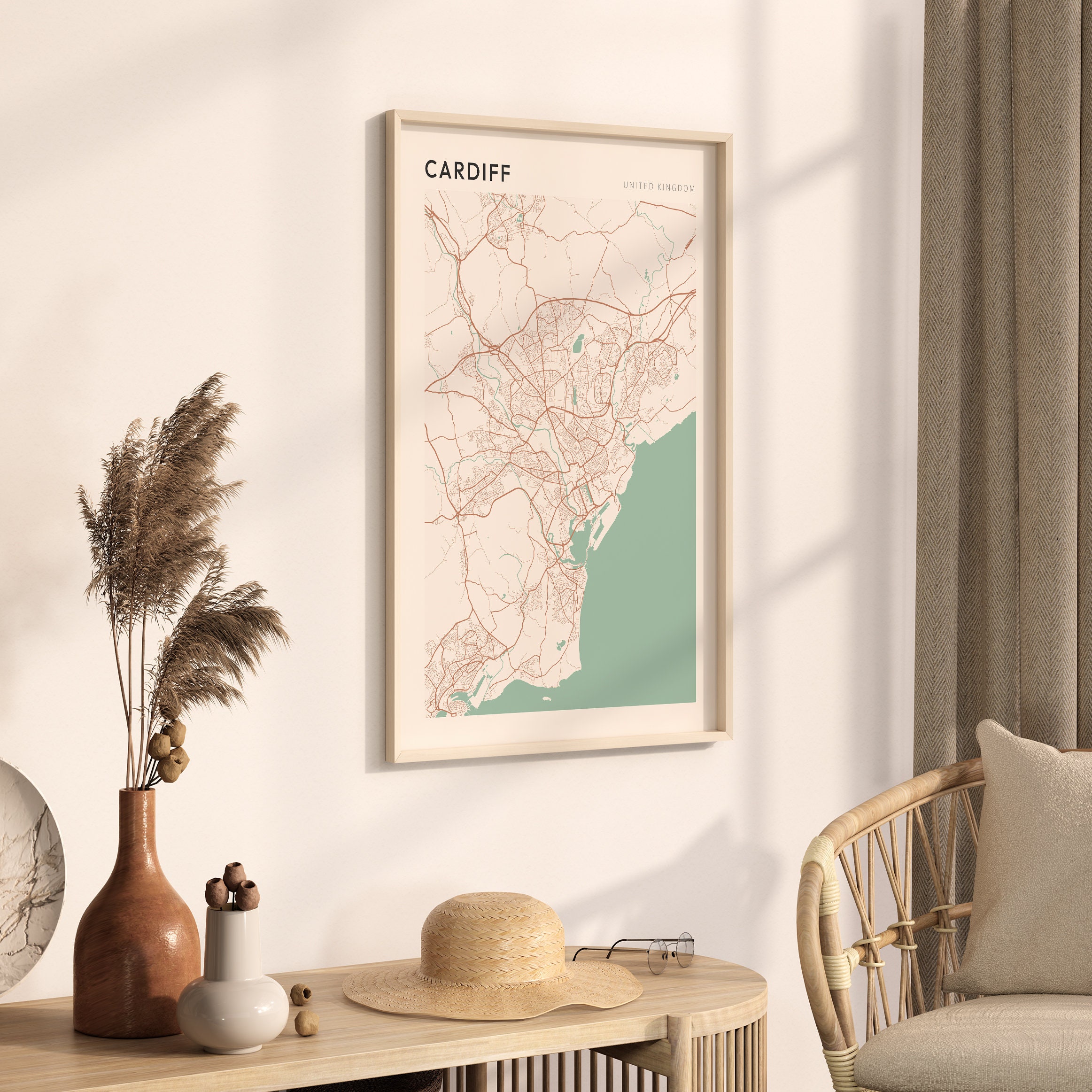 Cardiff Map Poster, Cardiff Poster, Cardiff Wall Art, Cardiff Print ...