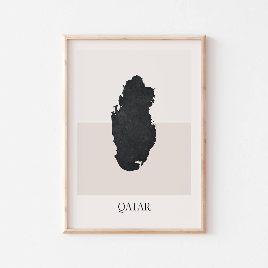 Qatar Map Poster, Qatar Print, Qatar Map Print Minimalist Boho Wall Art ...