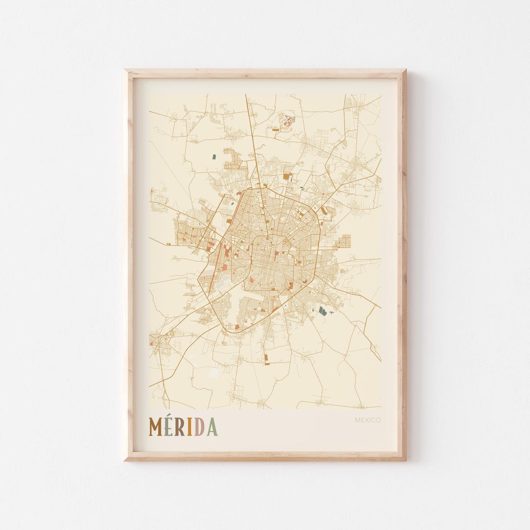 Merida Map Poster, Merida Print, Merida Poster, Merida Wall Art, Mexico ...