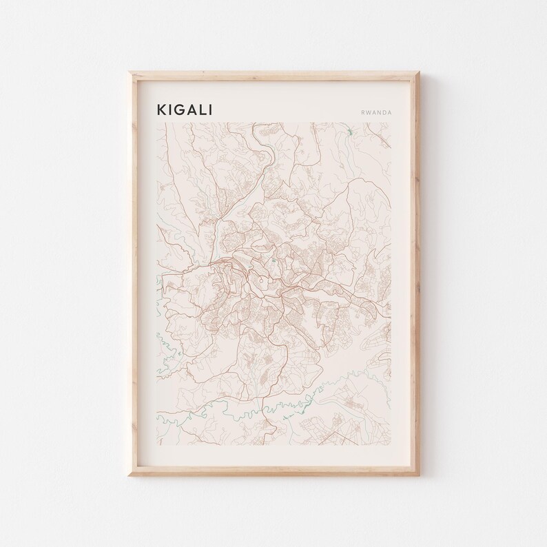 Kigali Map Poster, Kigali Print, Kigali Poster, Kigali Wall Art, Rwanda ...