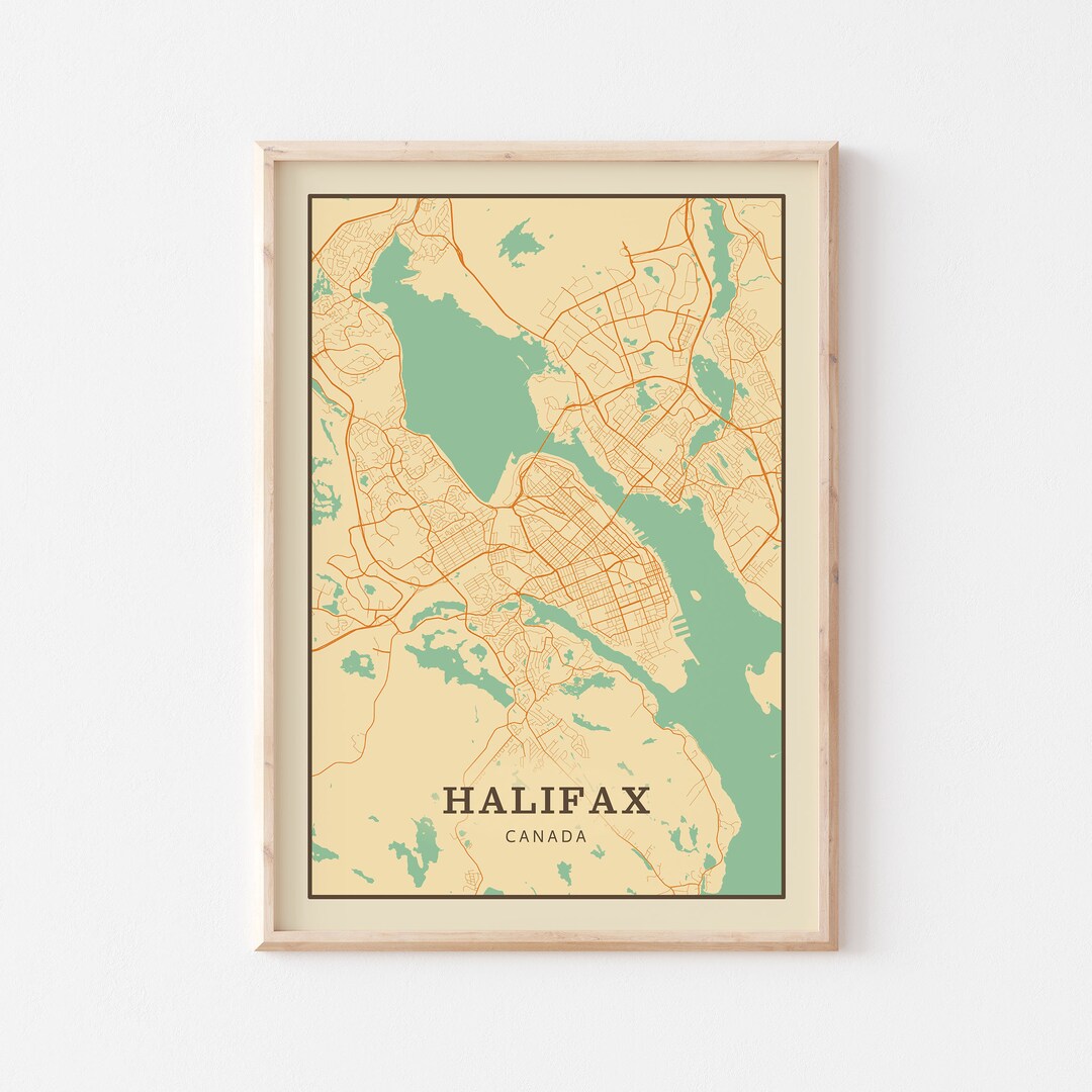 Halifax Vintage Map Poster, Halifax Wall Art, Halifax City Map, Halifax ...