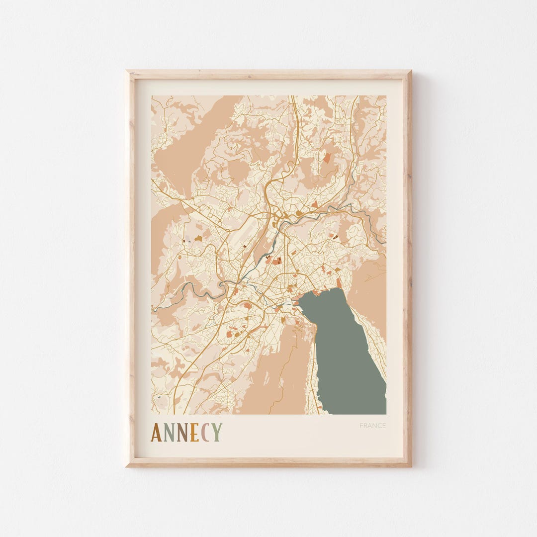 Annecy Map Poster, Annecy Print, Annecy Poster, Annecy Wall Art, France ...