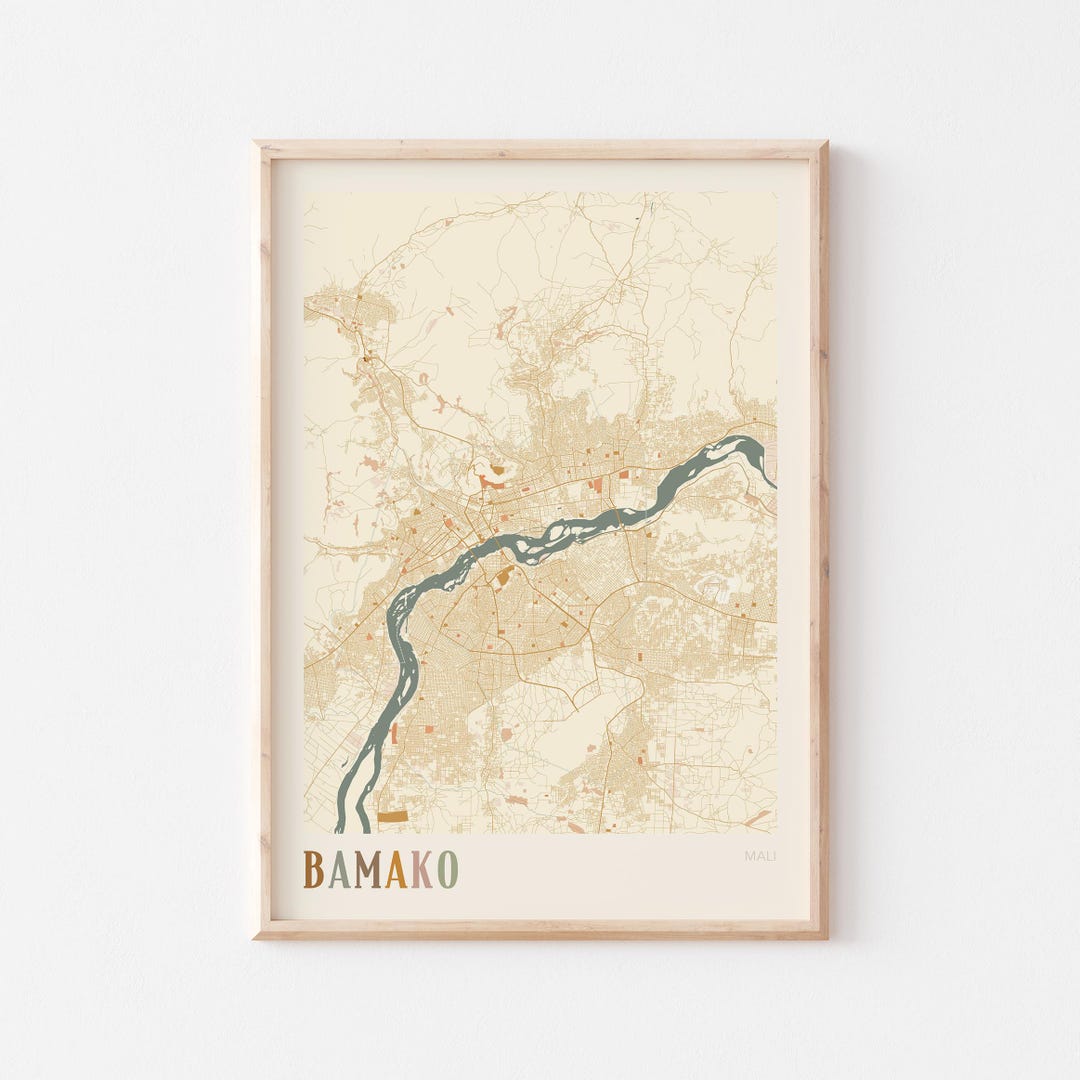 Bamako Map Poster, Bamako Print, Bamako Poster, Bamako Wall Art, Mali ...