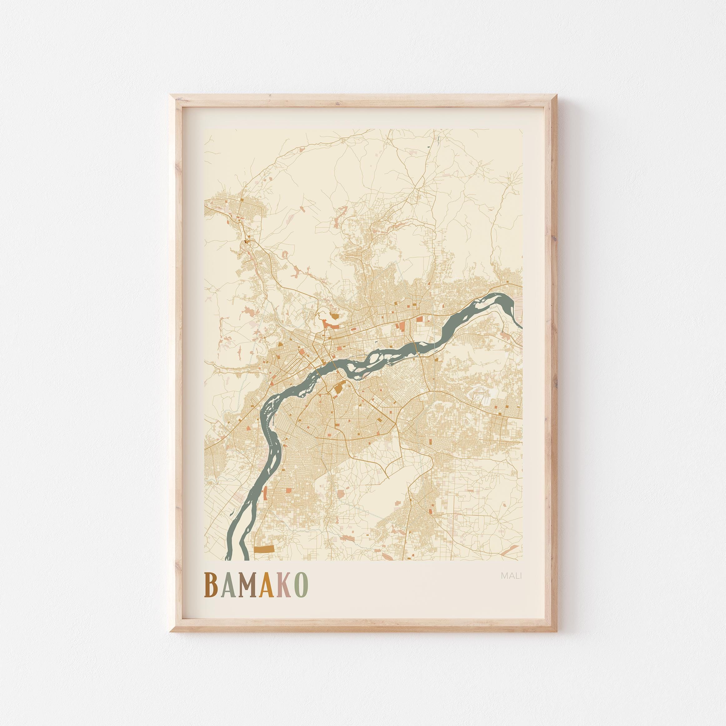 Bamako Map Poster, Bamako Print, Bamako Poster, Bamako Wall Art, Mali ...