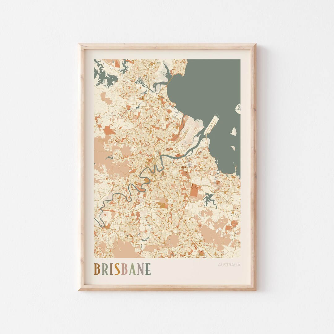 Brisbane Map Poster, Brisbane Wall Art, Brisbane Map, Brisbane Poster ...