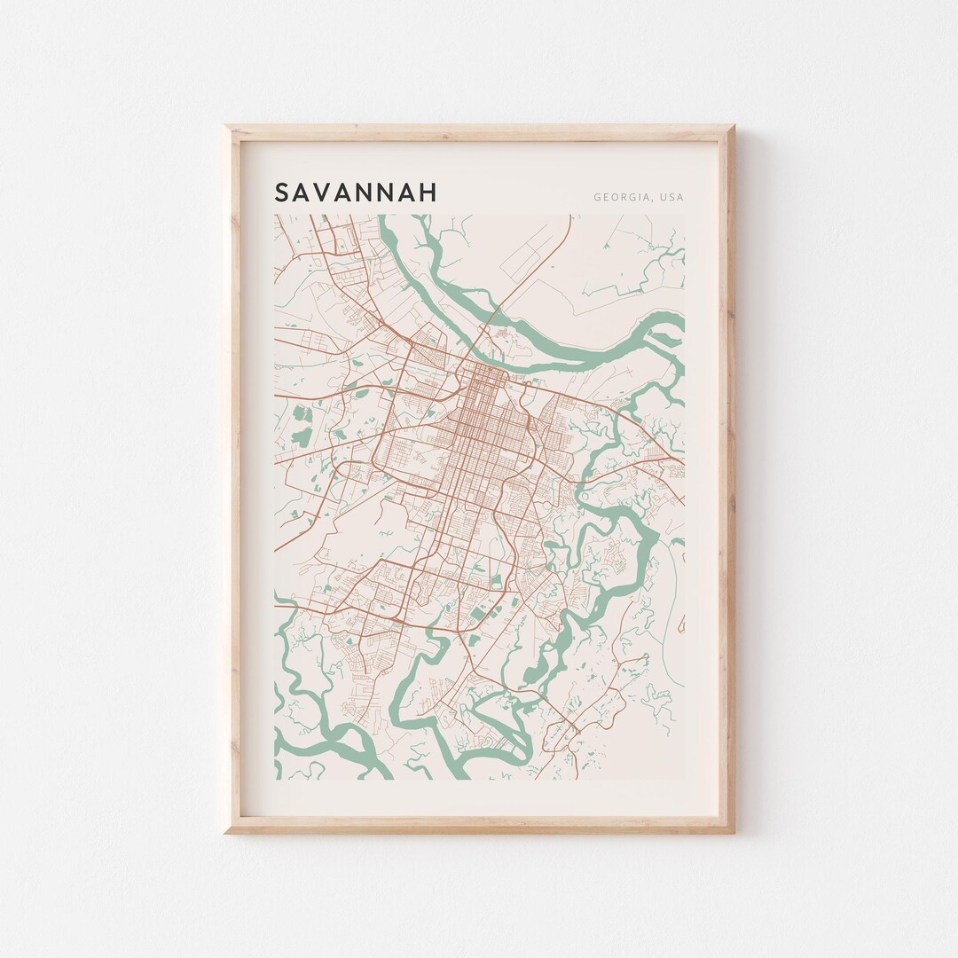 Savannah Map Poster, Savannah Print, Savannah Poster, Savannah Wall Art ...