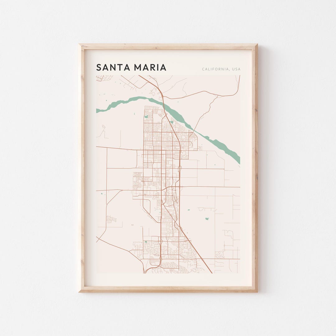 Santa Maria Map Poster, Santa Maria Print, Santa Maria Poster, Santa ...