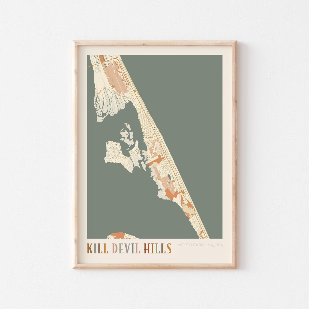 Kill Devil Hills Map Poster, Kill Devil Hills Print, Kill Devil Hills ...