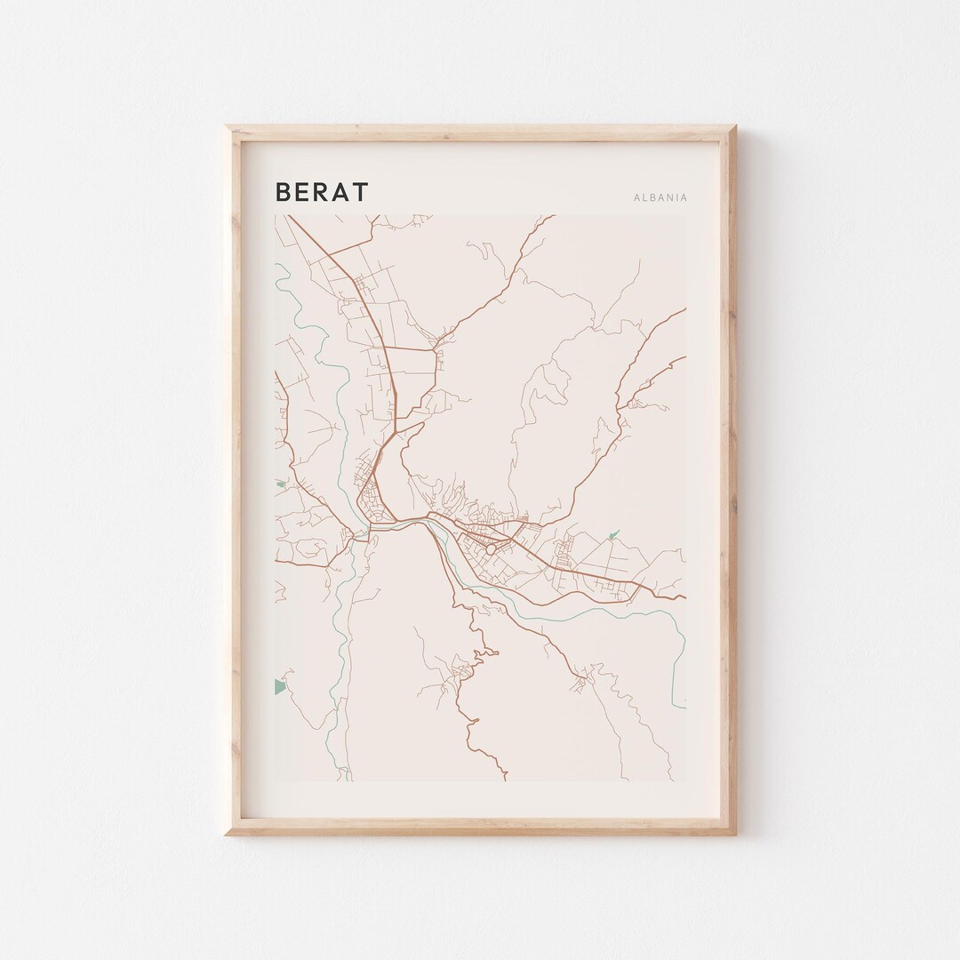 Berat Map Poster, Berat Print, Berat Poster, Berat Wall Art, Albania ...