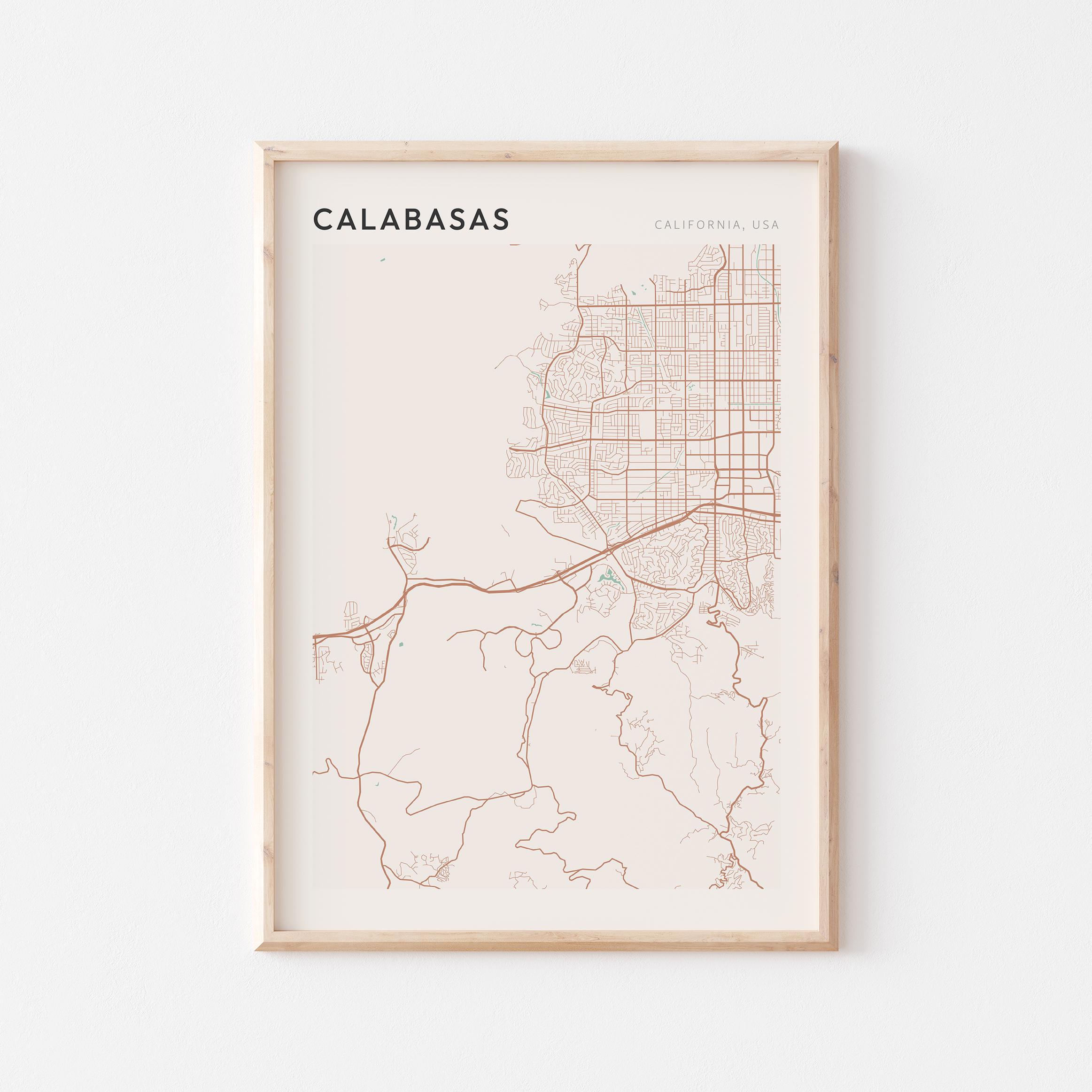 Calabasas Map Poster, Calabasas Print, Calabasas Poster, Calabasas Wall ...
