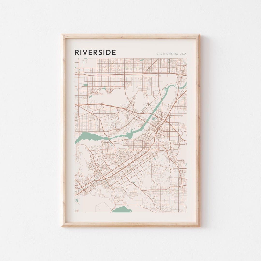 Riverside Map Poster, Riverside Print, Riverside Poster, Riverside Wall ...
