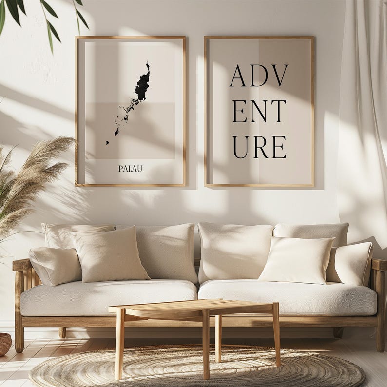 Palau Map Poster, Palau Print, Palau Map Print Minimalist Boho Wall Art ...
