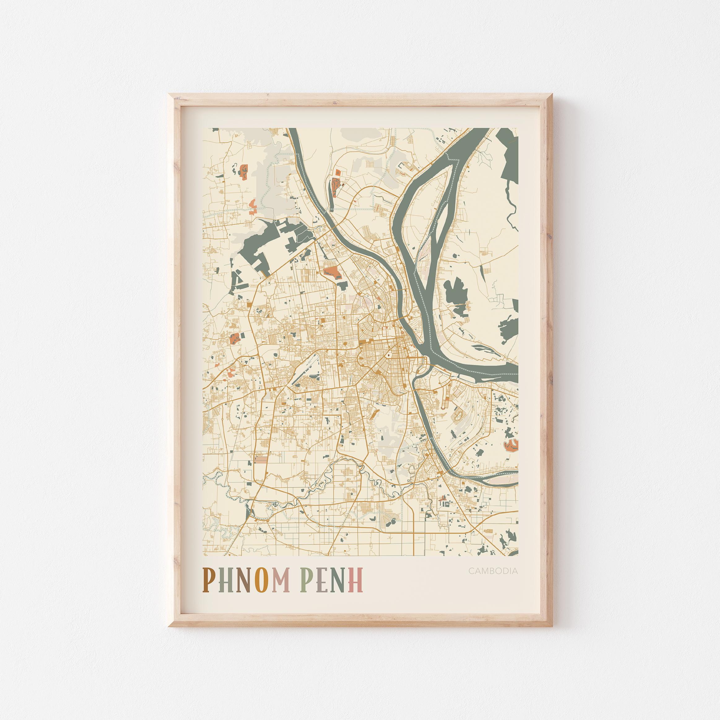Phnom Penh Map Poster, Phnom Penh Print, Phnom Penh Poster, Phnom Penh ...