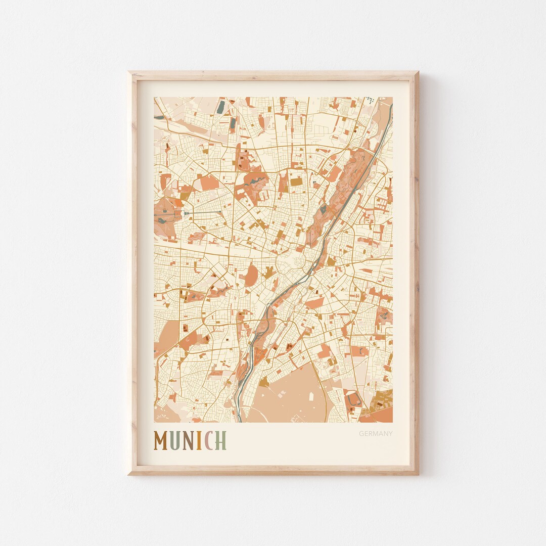 Munich Map Poster, Munich Wall Art, Munich City Map, Map of Munich ...