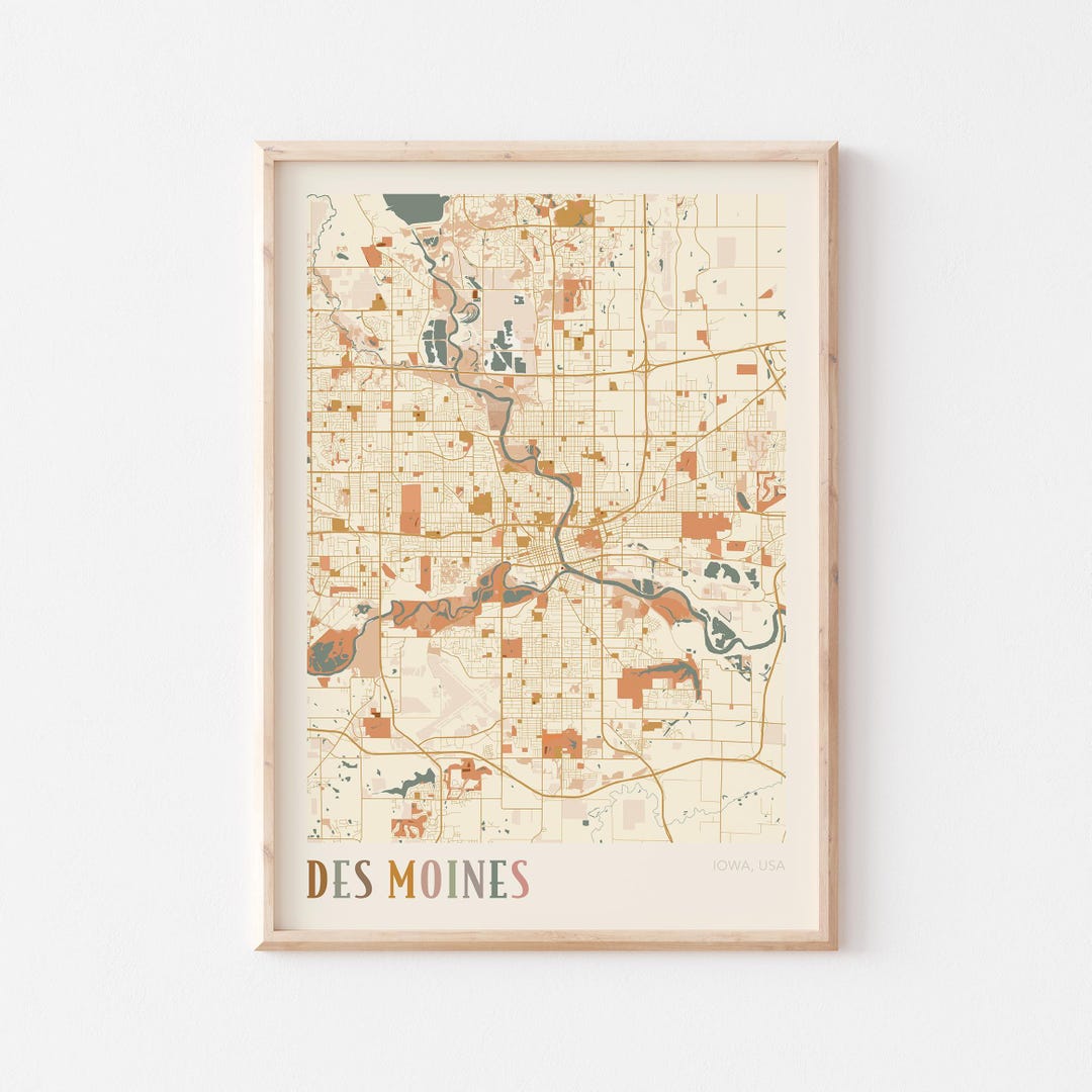 Des Moines Map Poster, Des Moines Print, Des Moines Poster, Des Moines ...