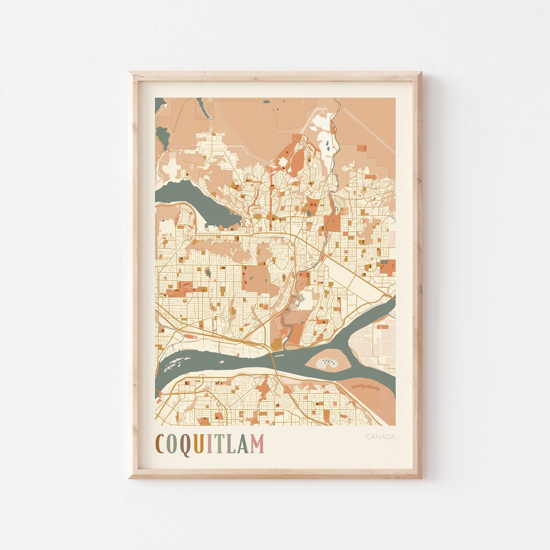 Coquitlam Map Poster, Coquitlam Wall Art, Coquitlam City Map, Coquitlam ...
