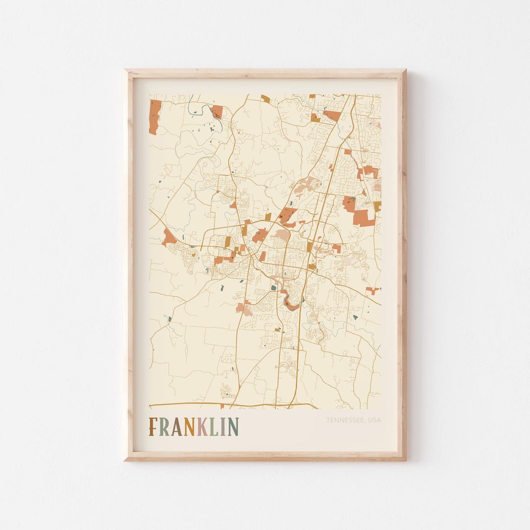 Franklin Map Poster, Franklin Print, Franklin Poster, Franklin Wall Art ...