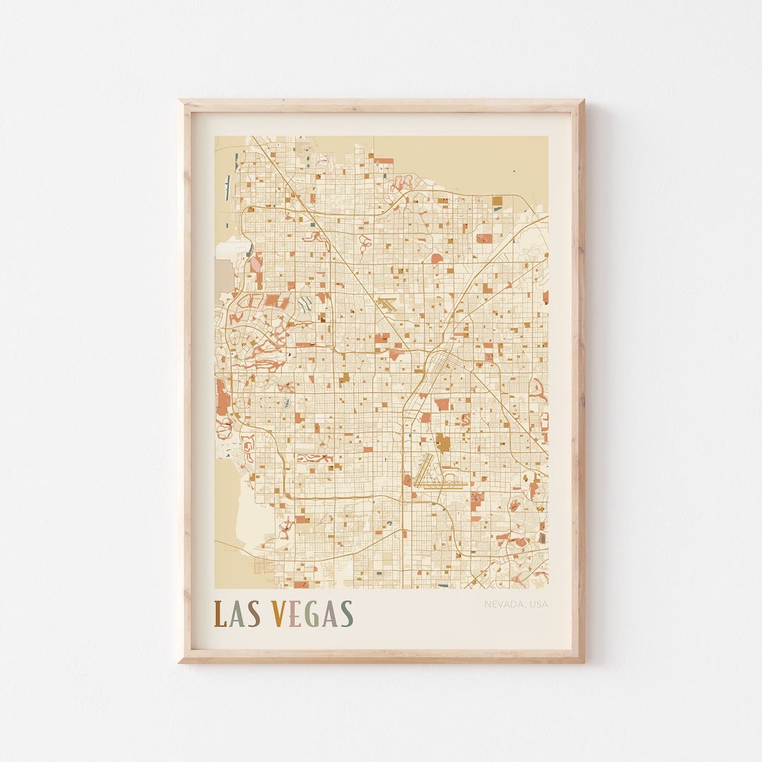 Las Vegas Map Poster, Las Vegas Wall Art, Las Vegas City Map, Las Vegas ...
