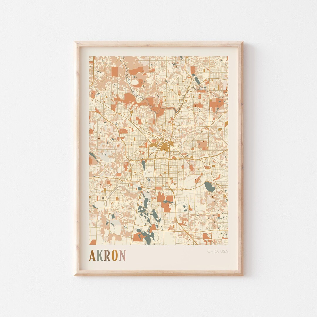 Akron Map Poster, Akron Print, Akron Poster, Akron Wall Art, Ohio ...