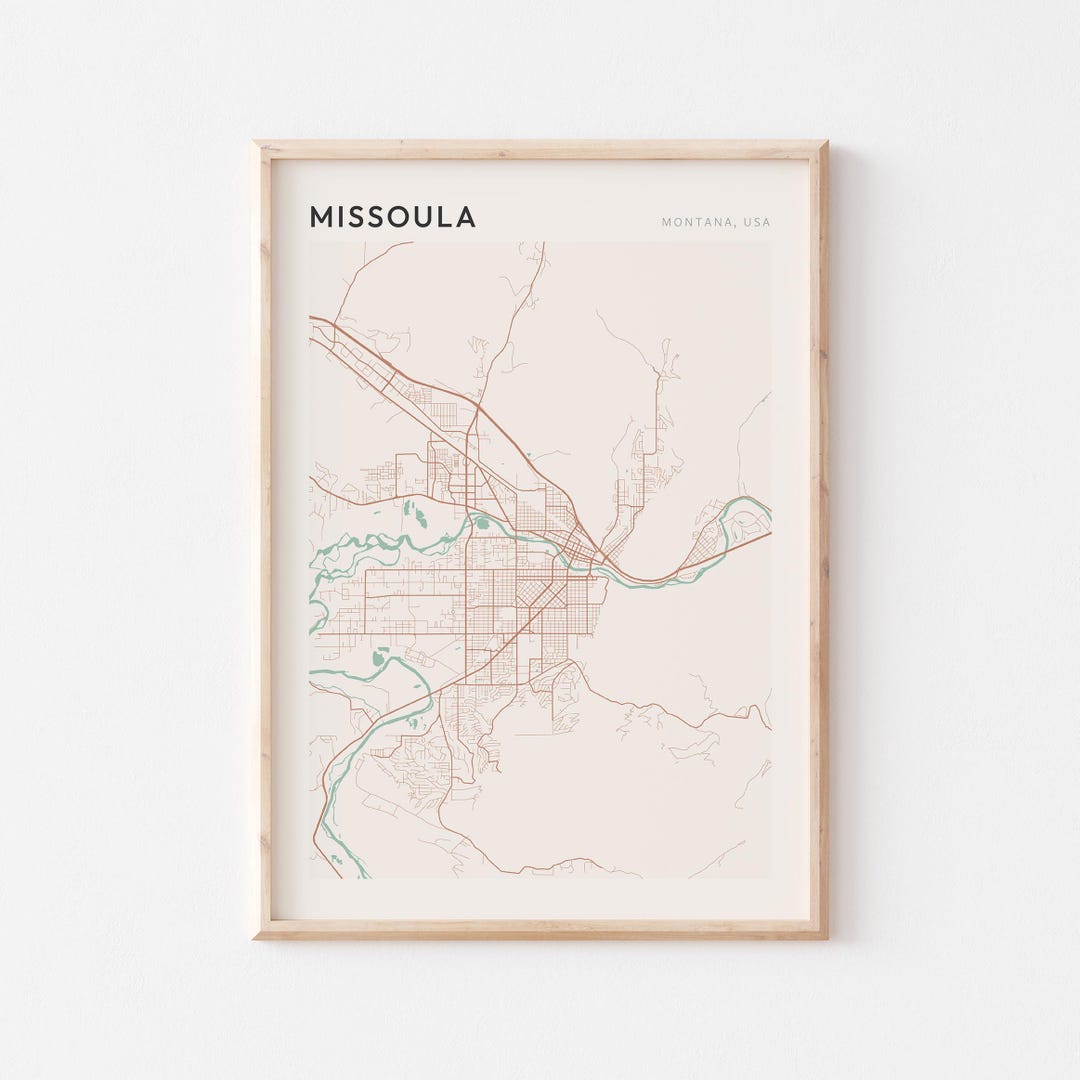 Missoula Map Poster, Missoula Print, Missoula Poster, Missoula Wall Art ...