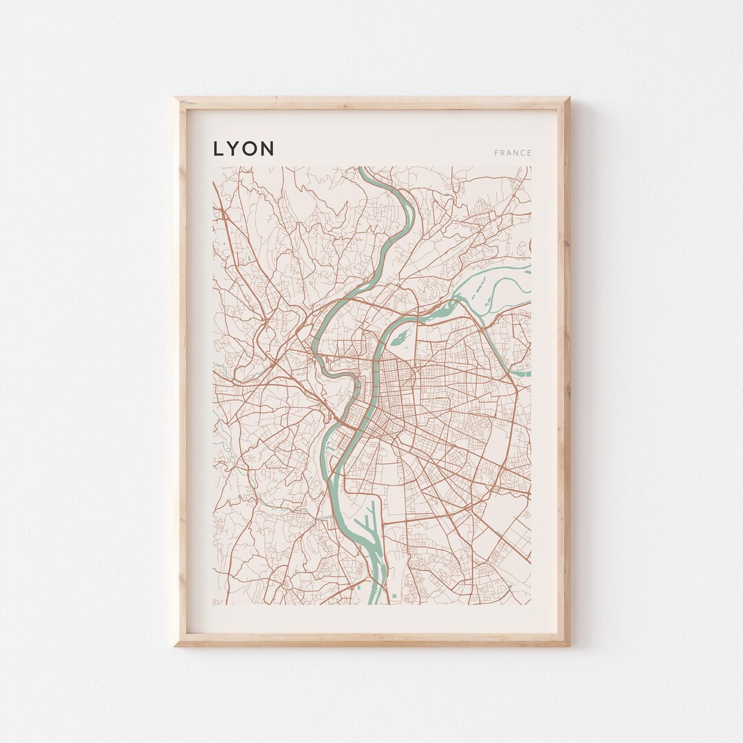 Lyon Map Poster, Lyon Print, Lyon Poster, Lyon Wall Art, France, Travel ...