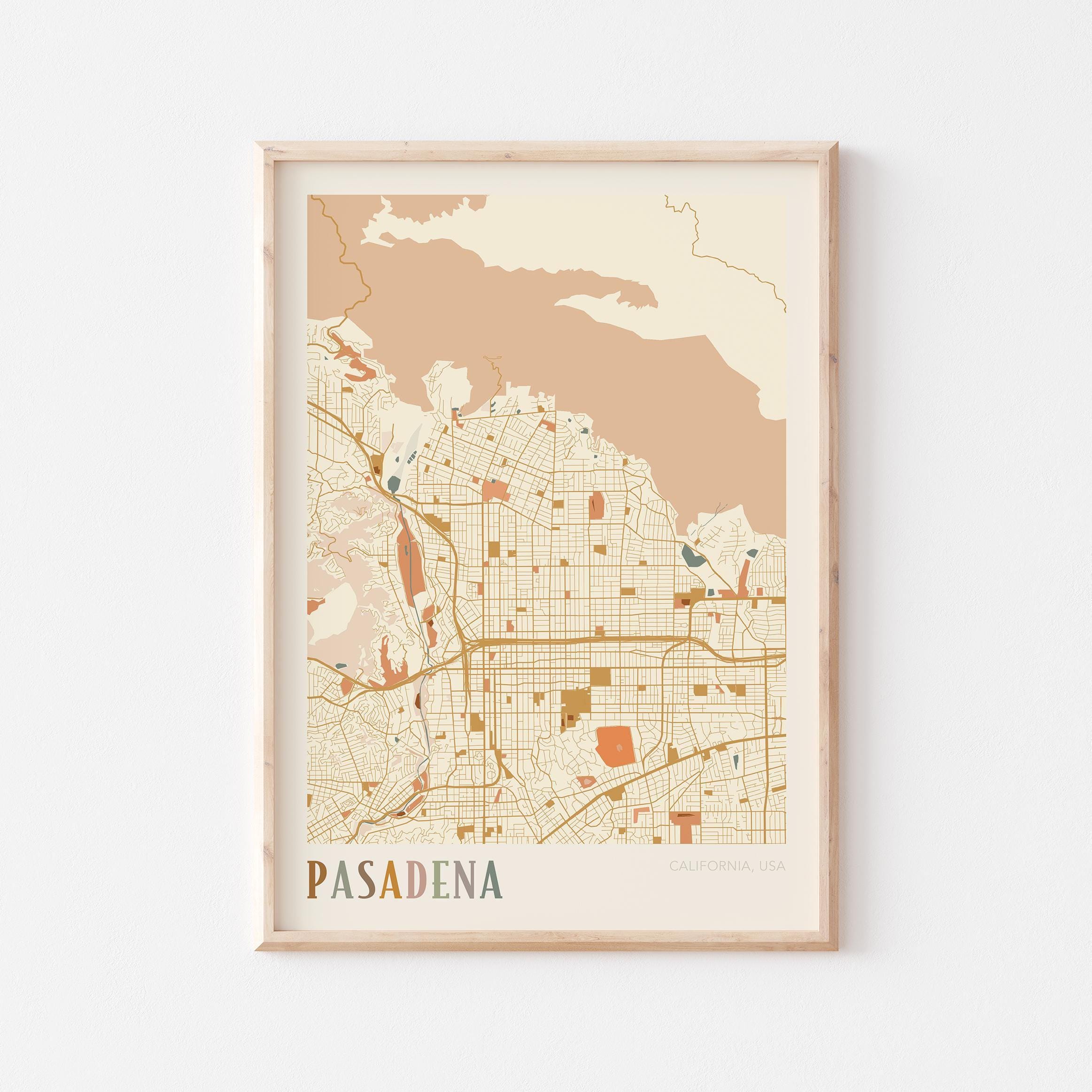 Pasadena Map Poster, Pasadena Print, Pasadena Poster, Pasadena Wall Art ...