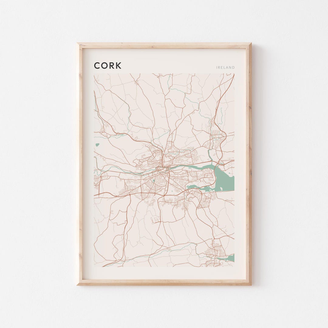 Cork Map Poster, Cork Print, Cork Poster, Cork Wall Art, Ireland ...