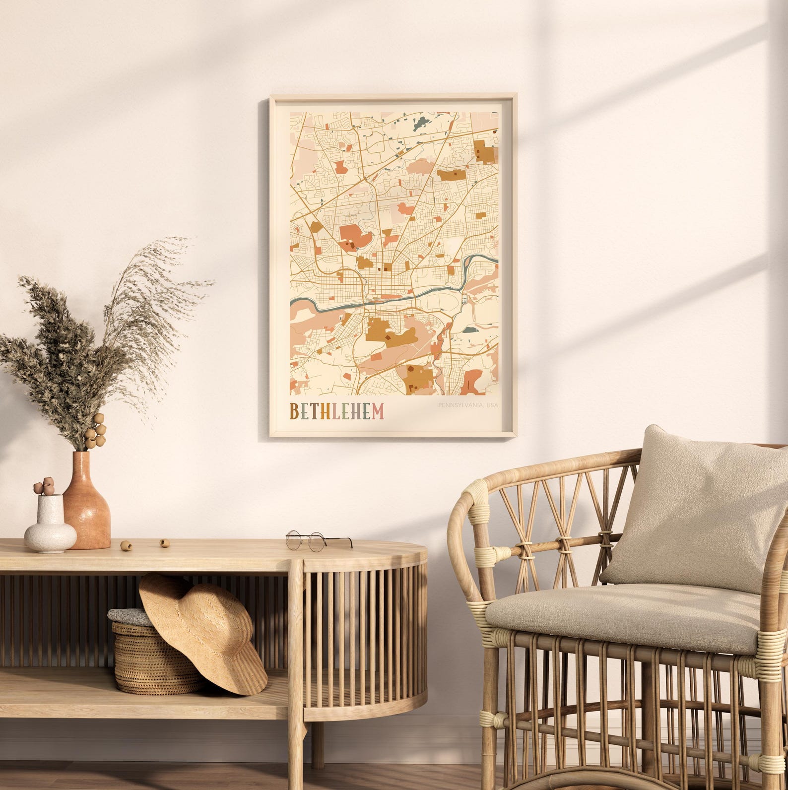 Bethlehem Map Poster, Bethlehem Print, Bethlehem Poster, Bethlehem Wall ...